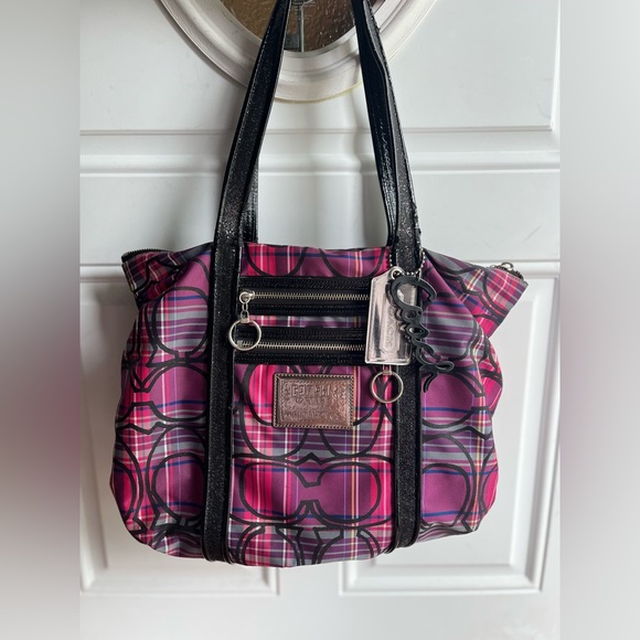 Coach | Bags | Coach Poppy 941 Purple Plaid Tote Bag | Poshmark
